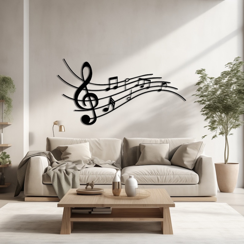 Music Notes Metal Wall Art, Modern Musical Decor, Musician Gift, Metal ...
