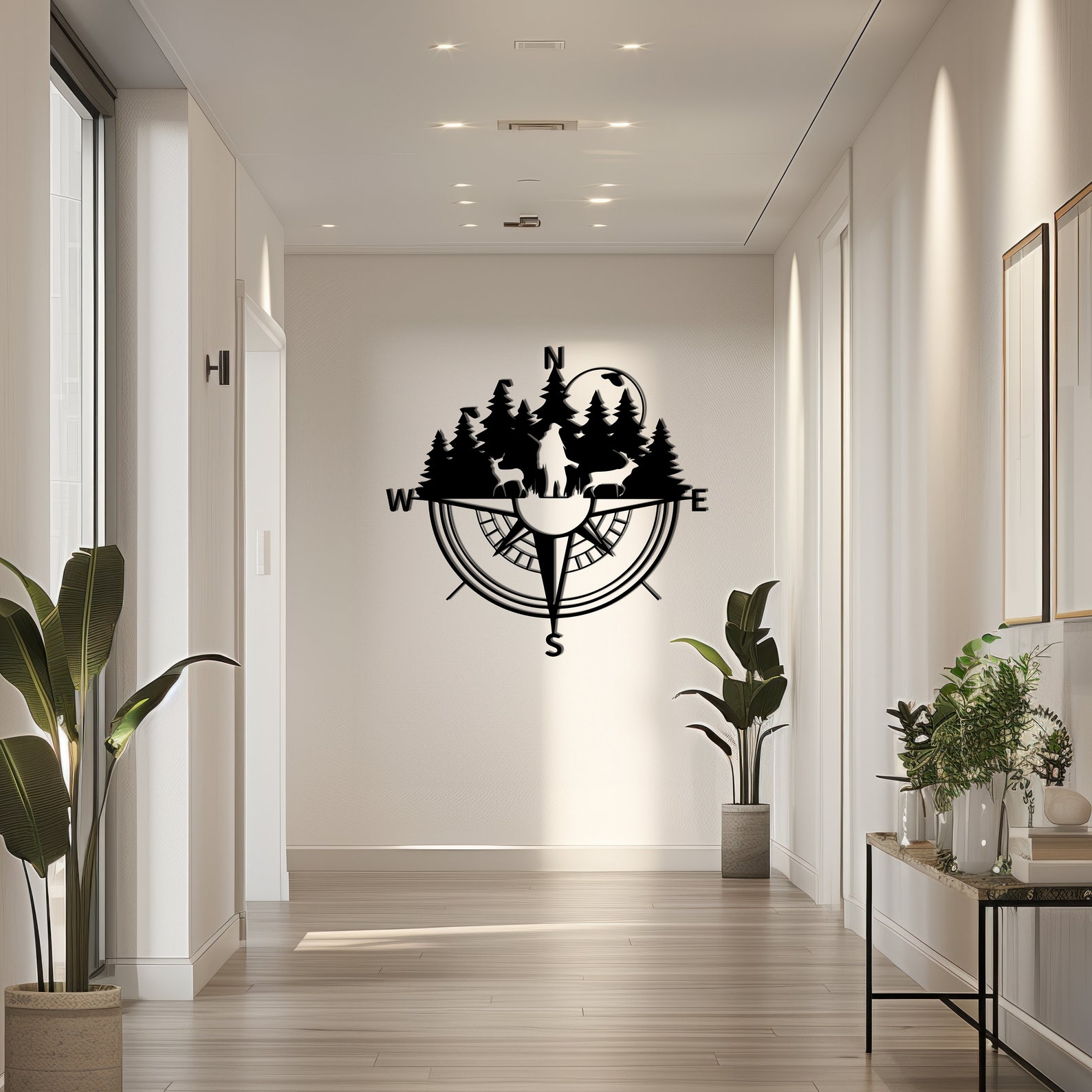 Compass Metal Wall Art, Nautical Decor, Large Metal Compass, Rustic ...