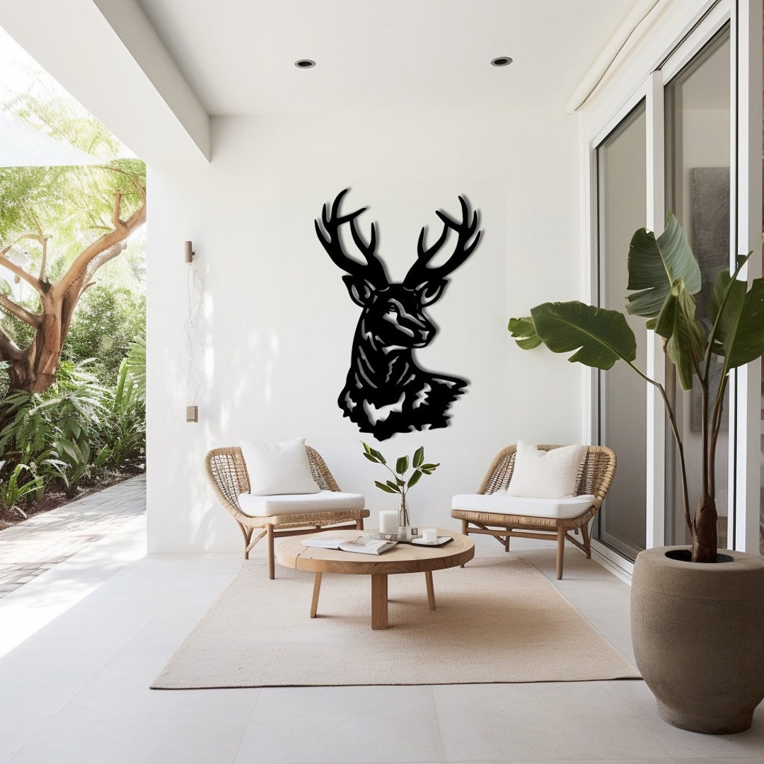 Metal Deer Wall Decor, Deer Head Metal Wall Art, , Geometric Deer Head ...