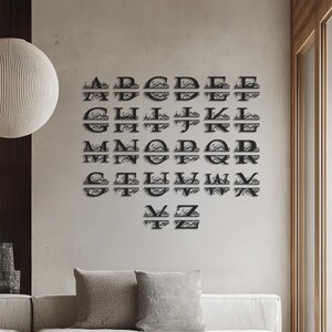 Custom Metal Monogram Wall Art, Personalized Initial Home Décor,elegant ...