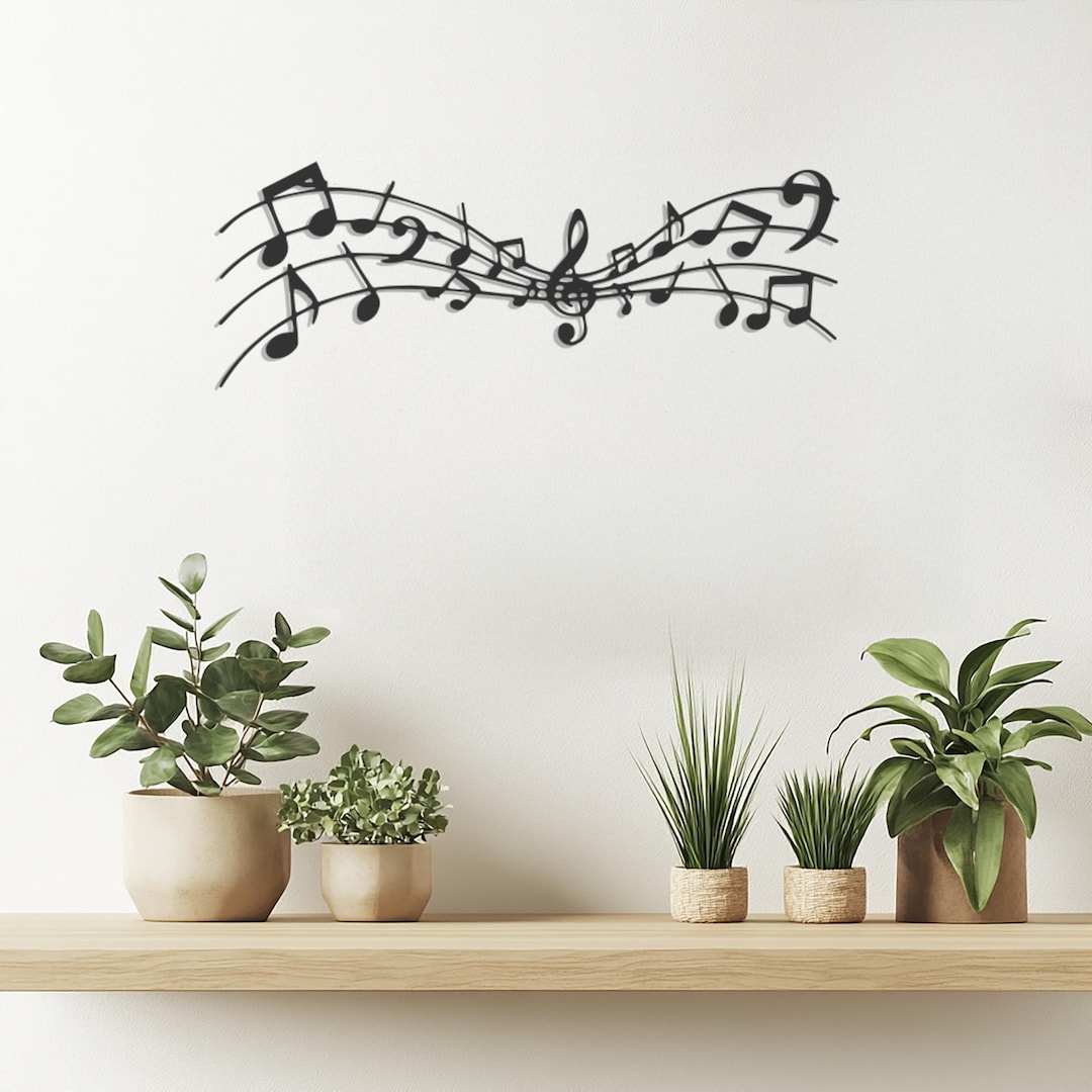 Musical Notes Metal Wall Art Décor–minimalist Music Themed Wall Accent ...