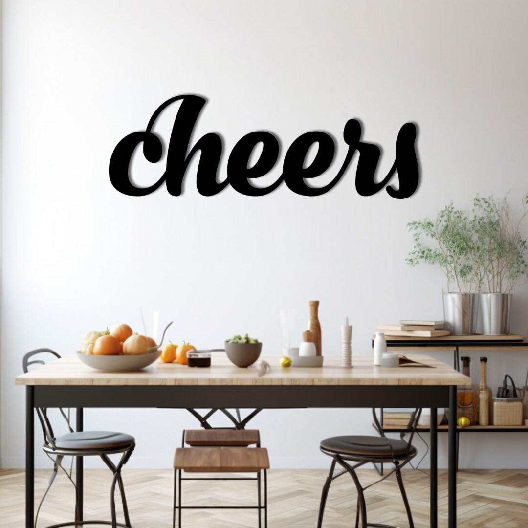 Cheers Text Metal Wall Art,cheers Metal Word Art,modern Rustic Home ...