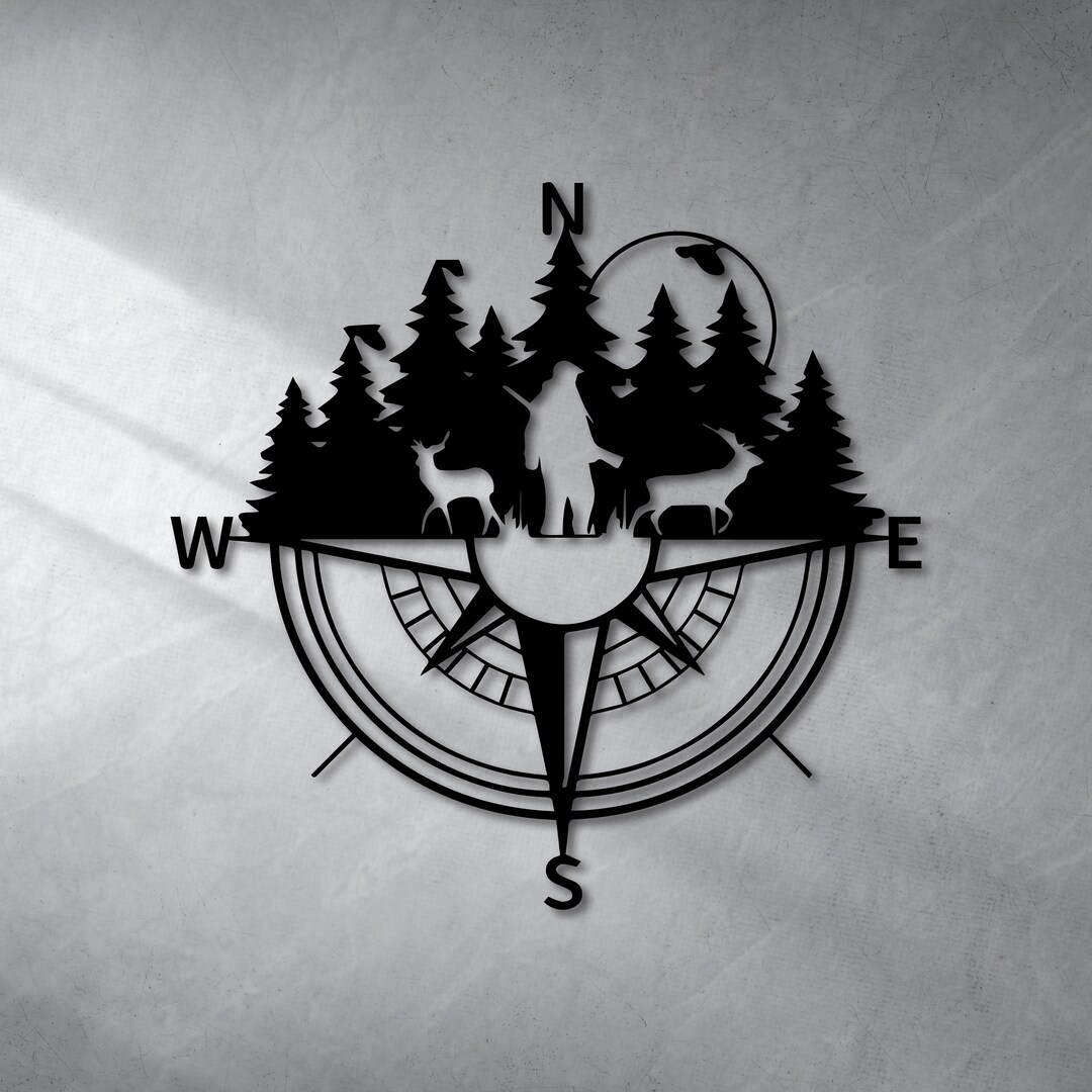 Compass Metal Wall Art, Nautical Decor, Large Metal Compass, Rustic ...