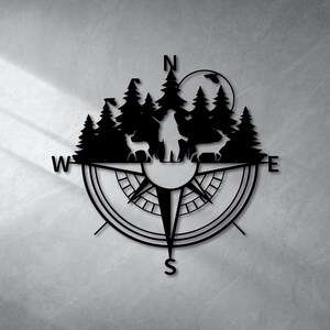 Compass Metal Wall Art, Nautical Decor, Large Metal Compass, Rustic ...