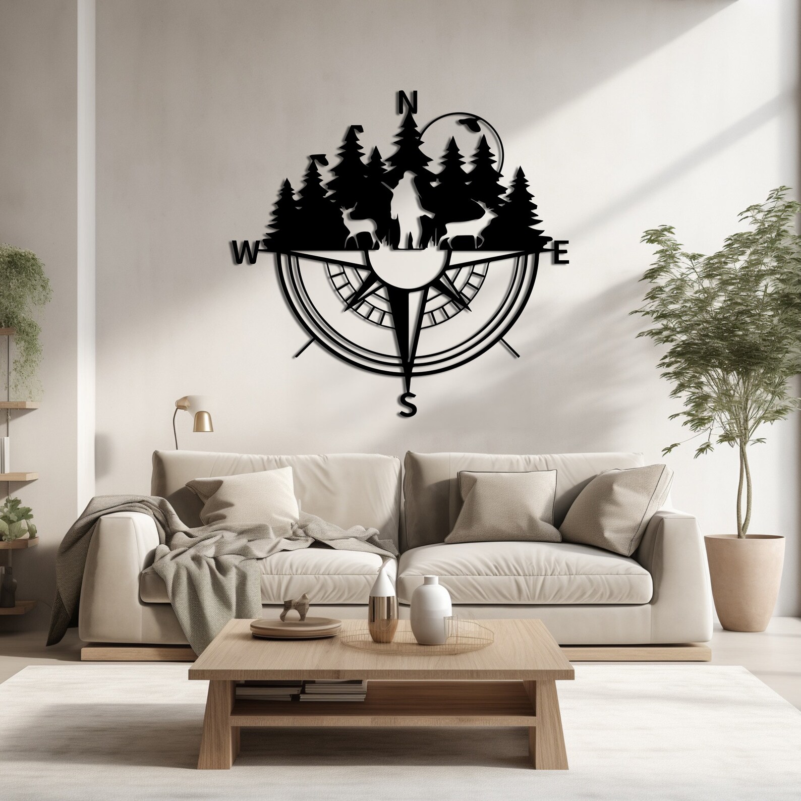 Compass Metal Wall Art, Nautical Decor, Large Metal Compass, Rustic ...