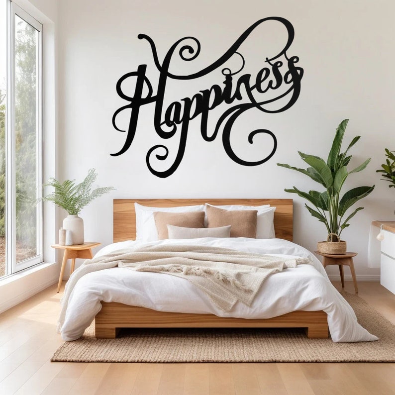 Happiness Text Metal Wall Art, Happiness Metal Sign, Happiness Sign ...