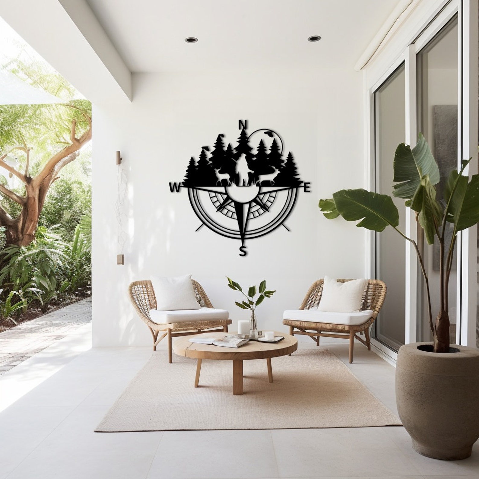 Compass Metal Wall Art, Nautical Decor, Large Metal Compass, Rustic ...