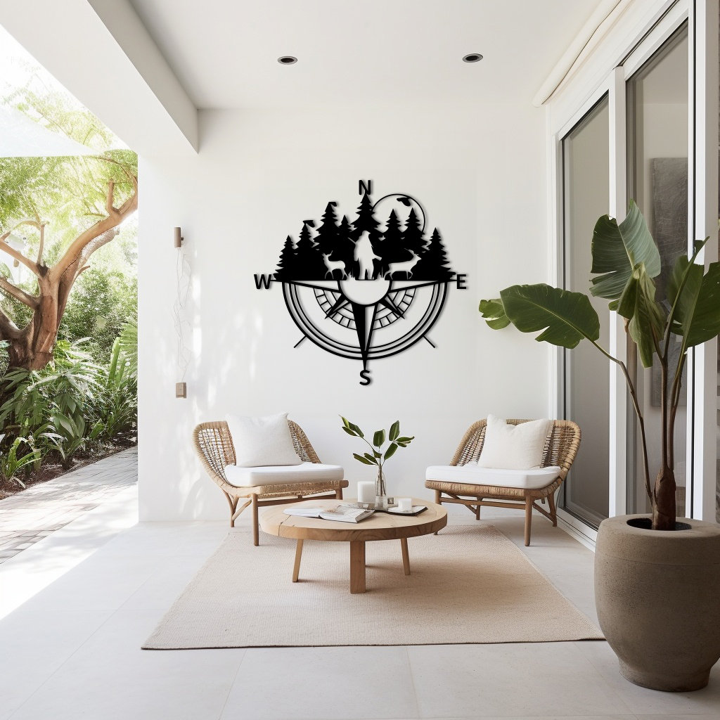 Compass Metal Wall Art, Nautical Decor, Large Metal Compass, Rustic ...