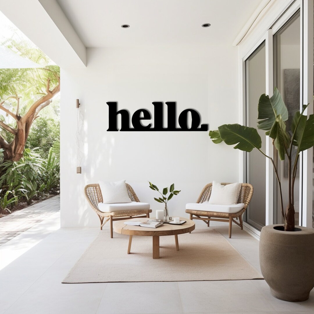Handmade Hello Metal Wall Decor, Modern Farmhouse Sign - Etsy