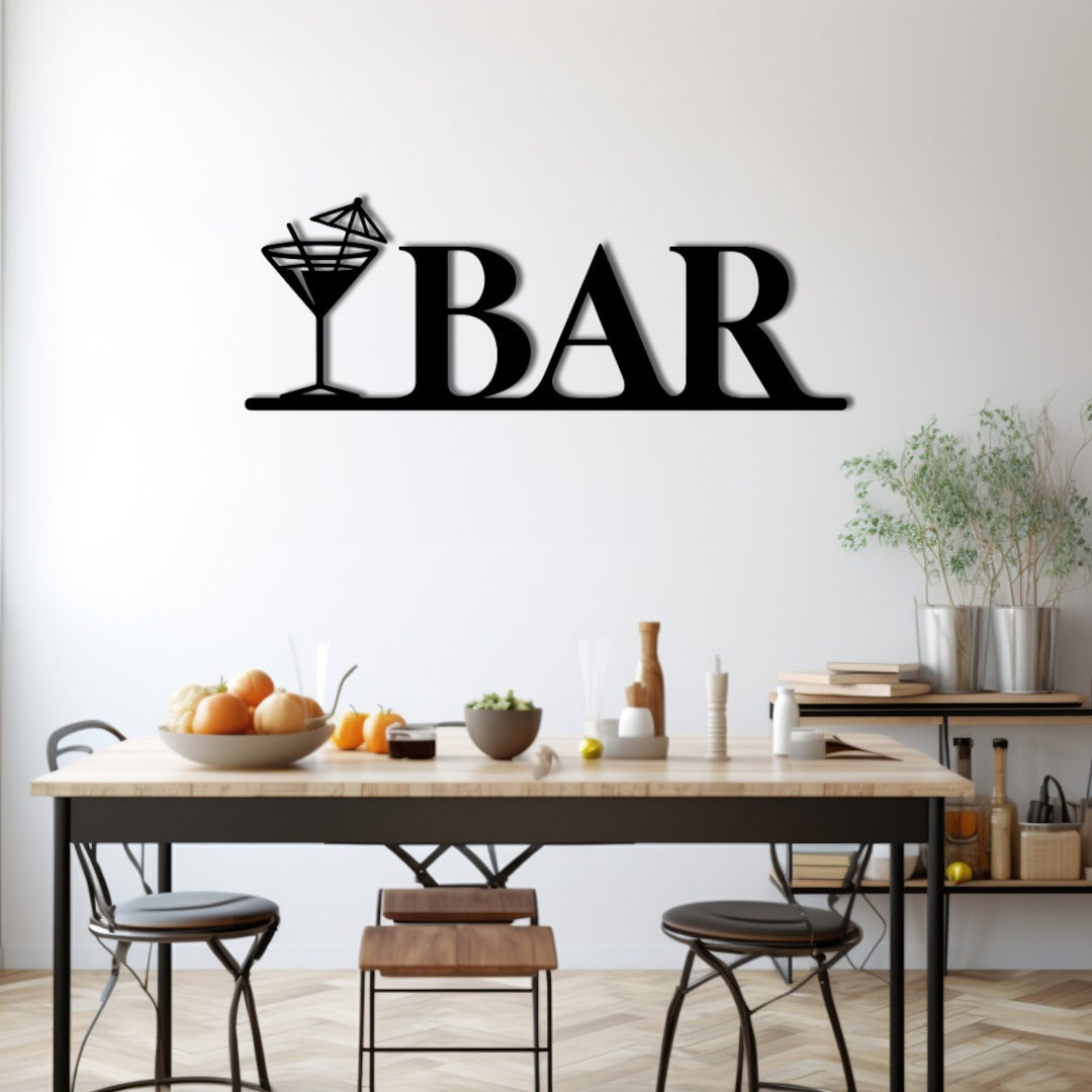 Modern Bar Text Metal Wall Art, Custom Metal Signs for Home Decor, Pub ...
