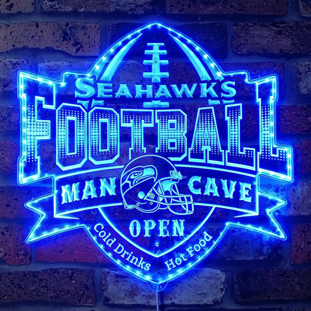 Seattle Seahawks Man Cave RGB LED Sign, Custom Football Sports Club Bar ...