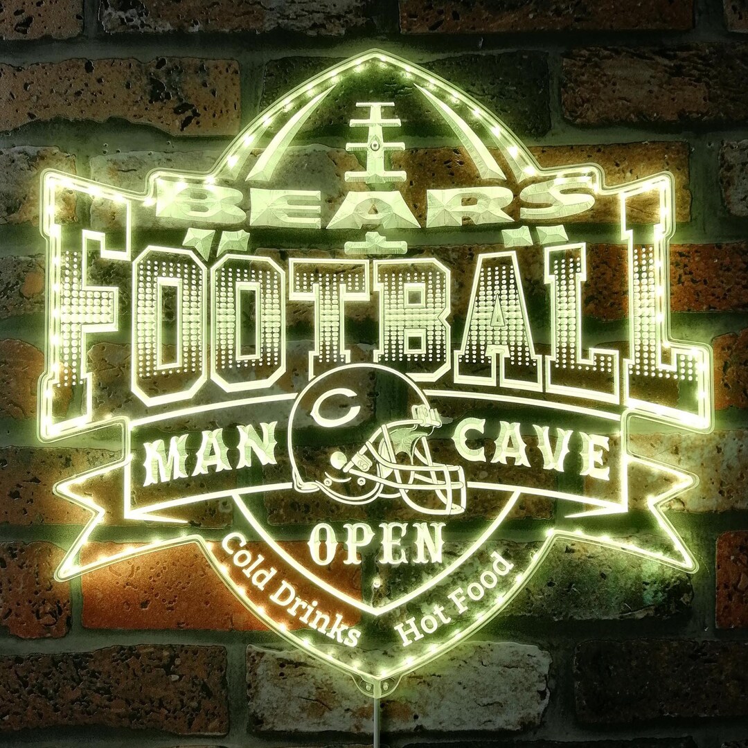 Chicago Bears RGB LED Sign, Custom Football Sports Bar Decor, Multi ...