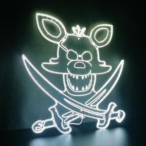 Five Nights at Freddys Foxy 3D Light Wall Sign, Custom Game Room LED ...