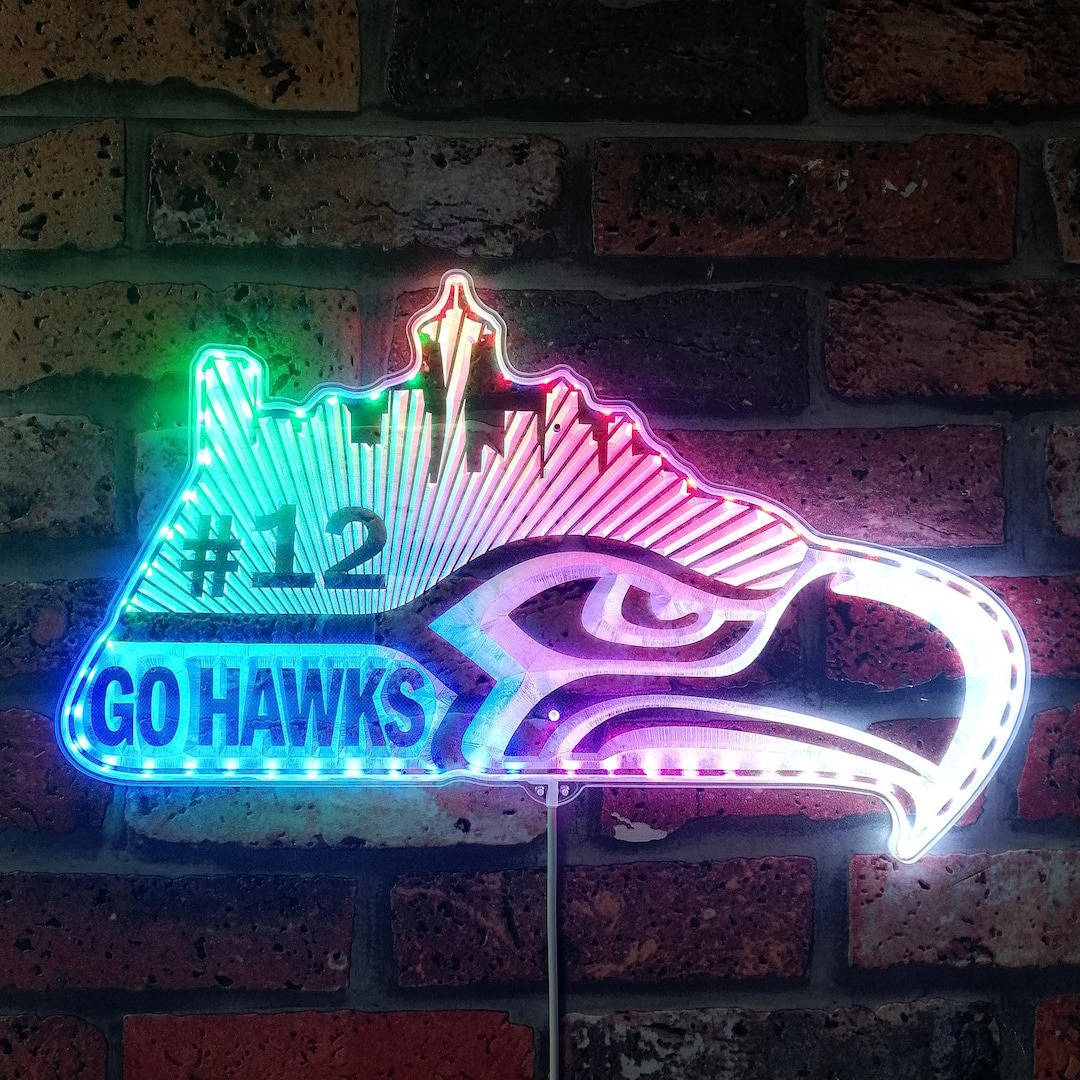 Seattle Seahawks 12 LED Sign, Sports Home Bar Decor, Multi Colors ...