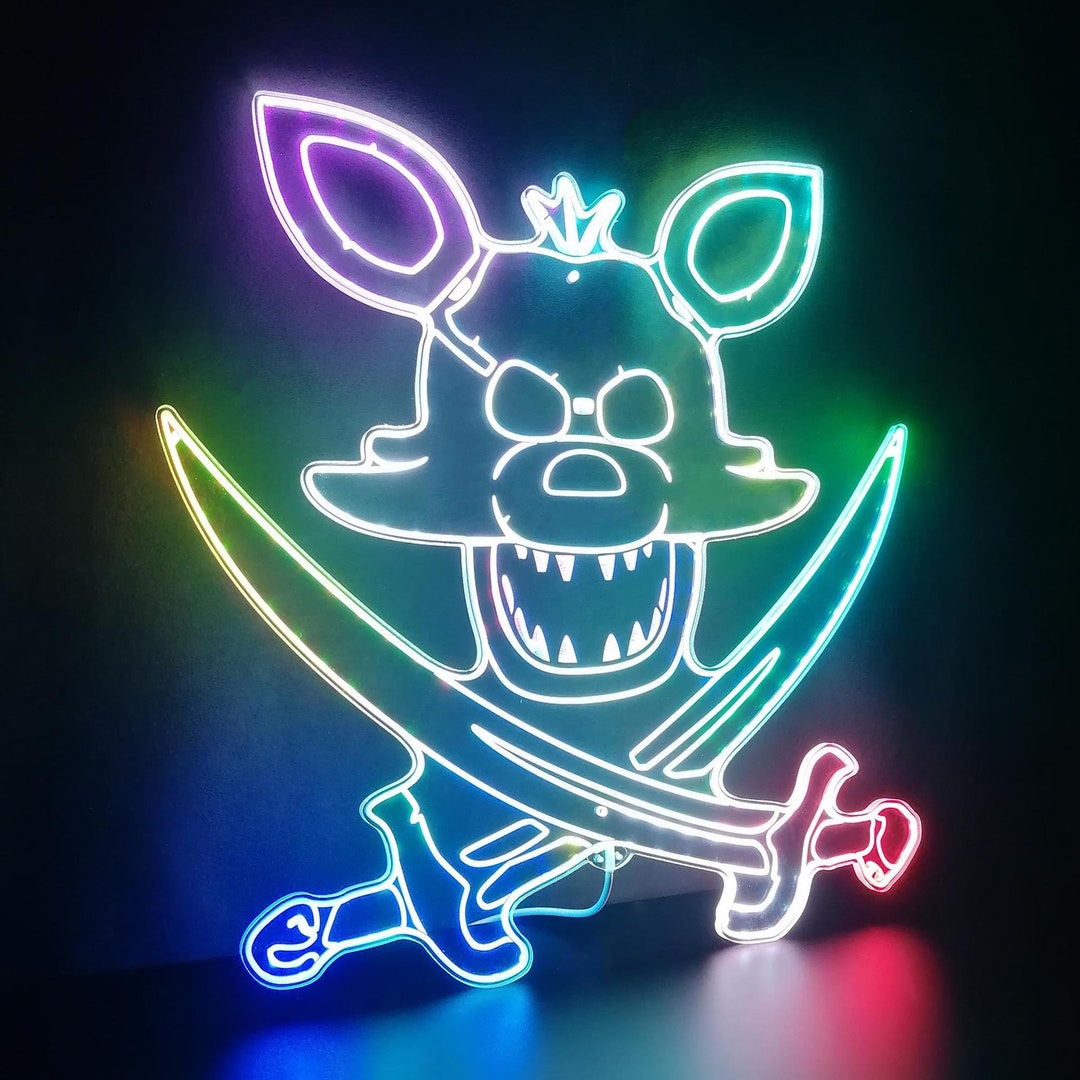 Five Nights at Freddys Foxy 3D Light Wall Sign, Custom Game Room LED ...