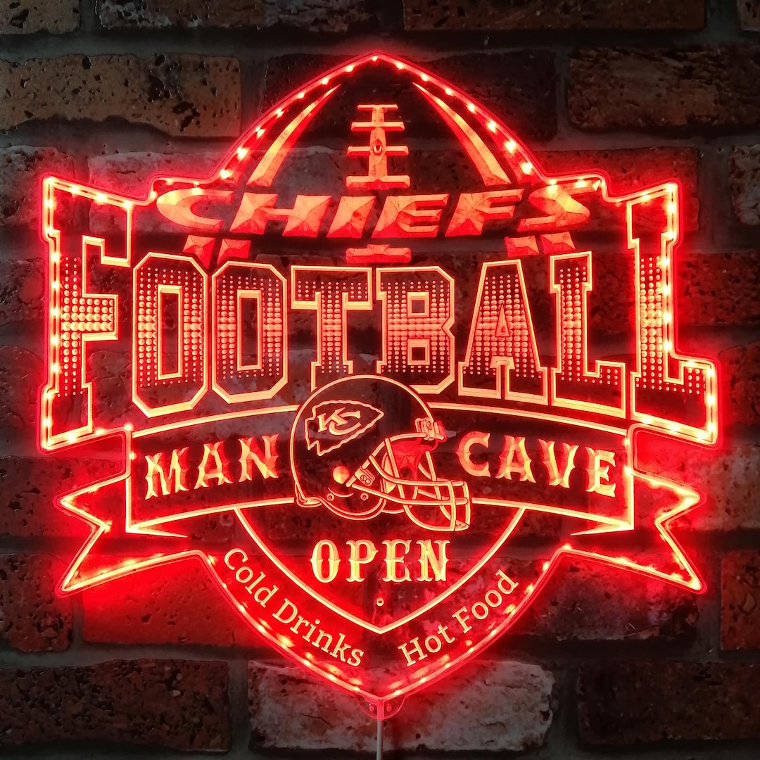Kansas City Chiefs Man Cave Light Sign, Custom Football Sports Bar ...