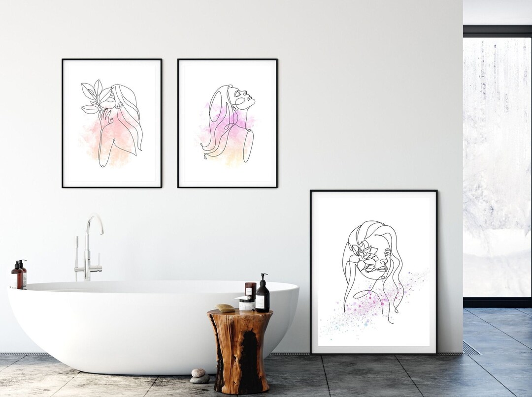 Feminist One Line Art, Wall Art, Floral Woman Line Art, Aesthetic ...