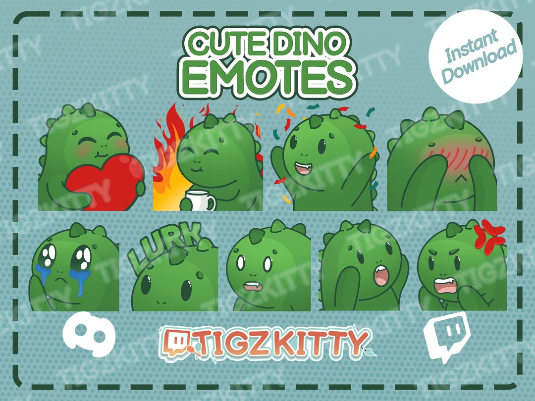 Cute Dino Emotes | Twitch - Discord - Etsy