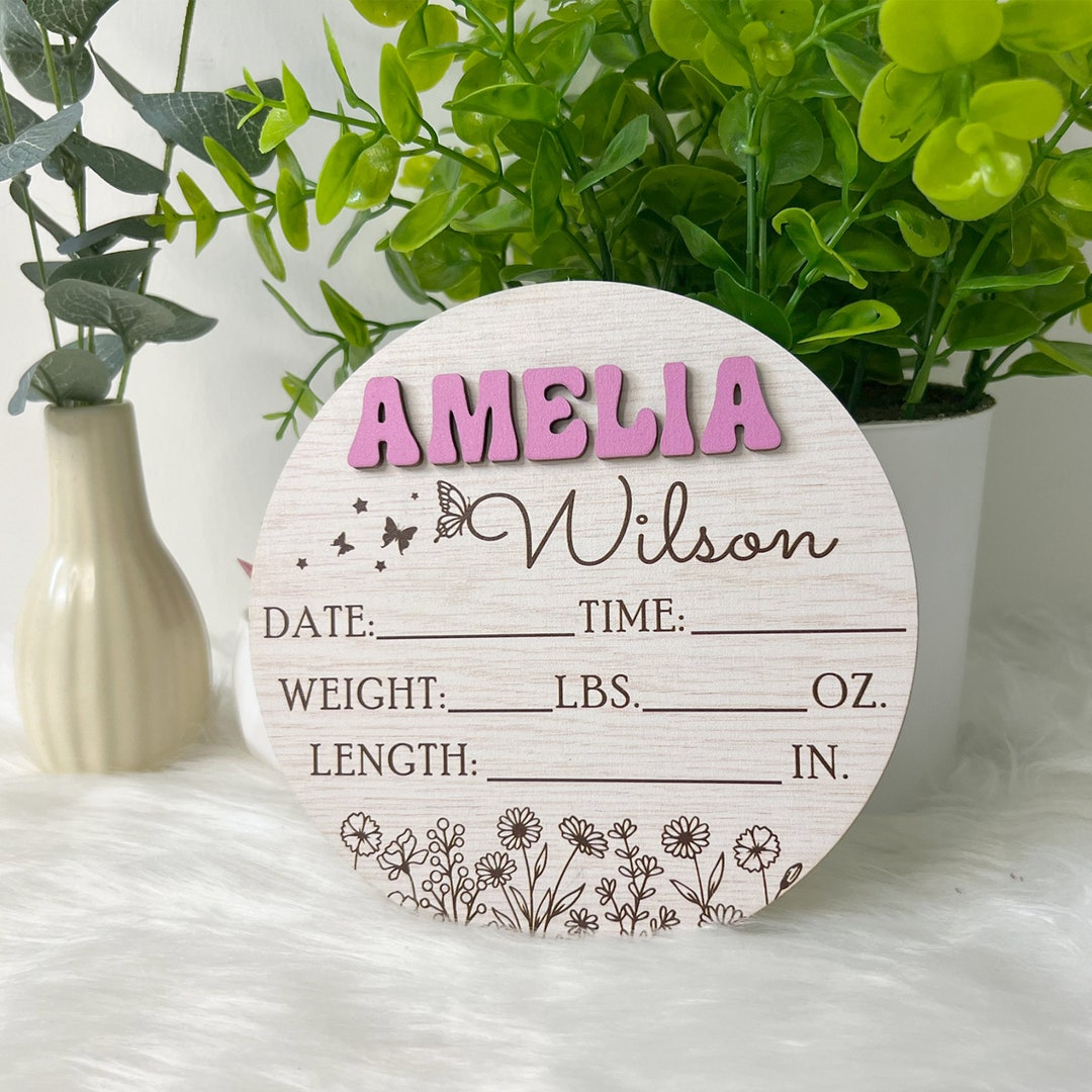 Newborn Birth Stat Sign Baby Stats Plaque Announcement Sign - Etsy