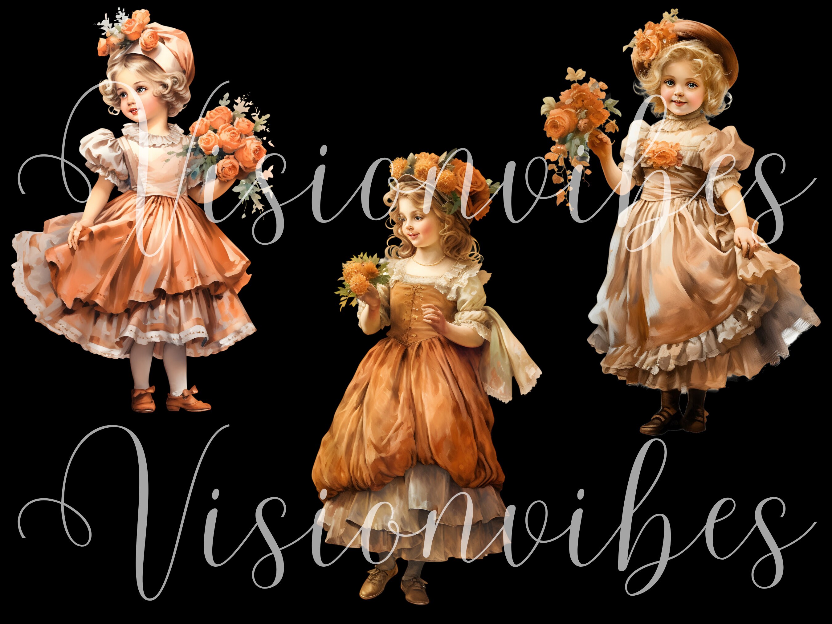 Vintage Girl Clipart Bundle Watercolor Digital Baby Girl - Etsy