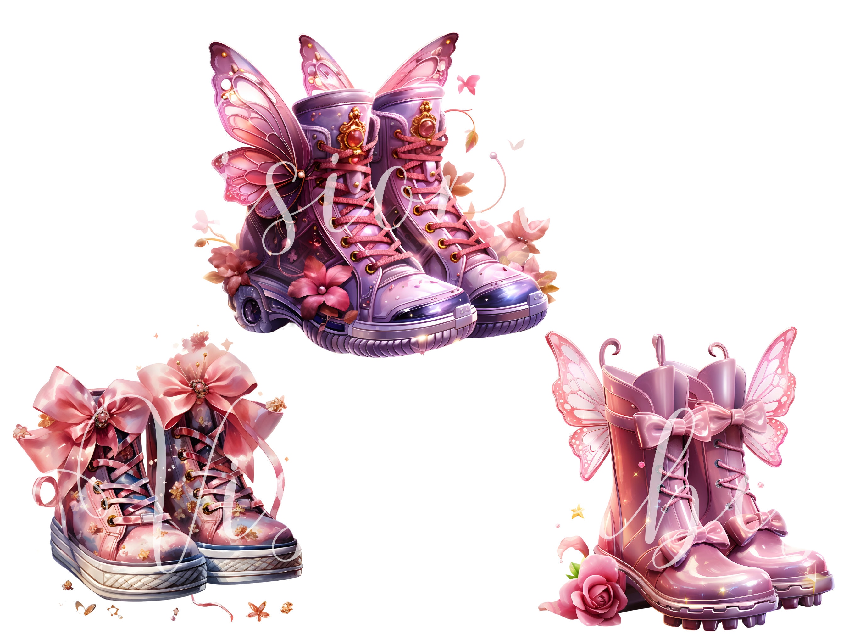 Fairy Shoes Watercolor Clipart Bundle, Commercial Free Watercolor ...