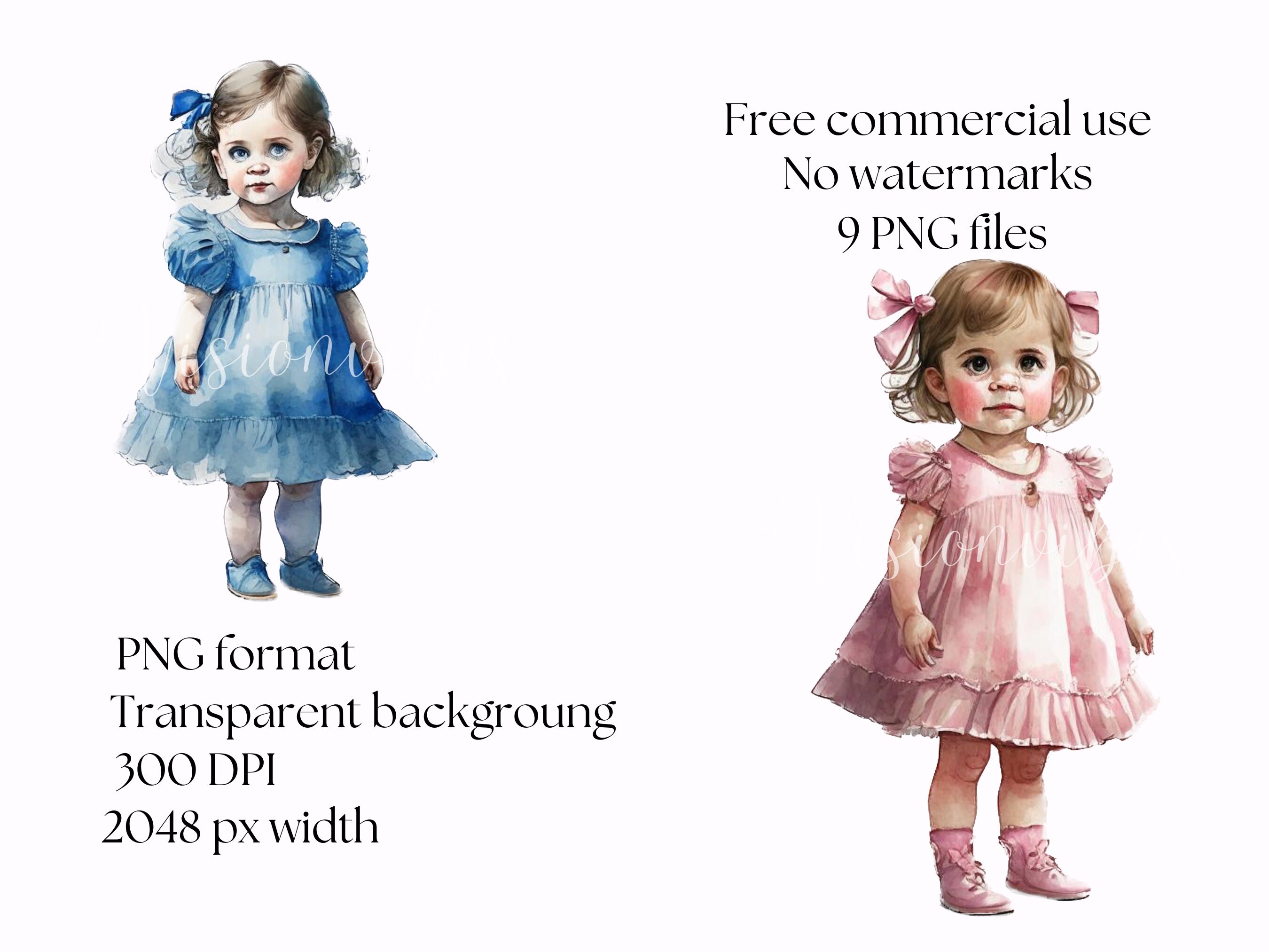 Watercolor Girl Clipart Bundle Vintage Girl Digital Image Junk Journal ...