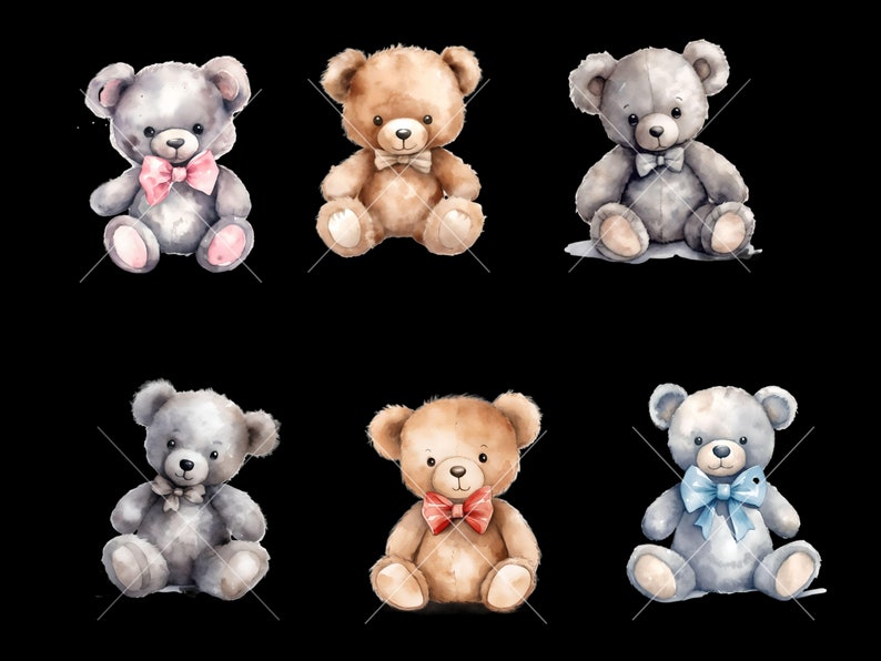 Teddy Bear Clipart Bundle Watercolor Teddy Bear Clipart - Etsy