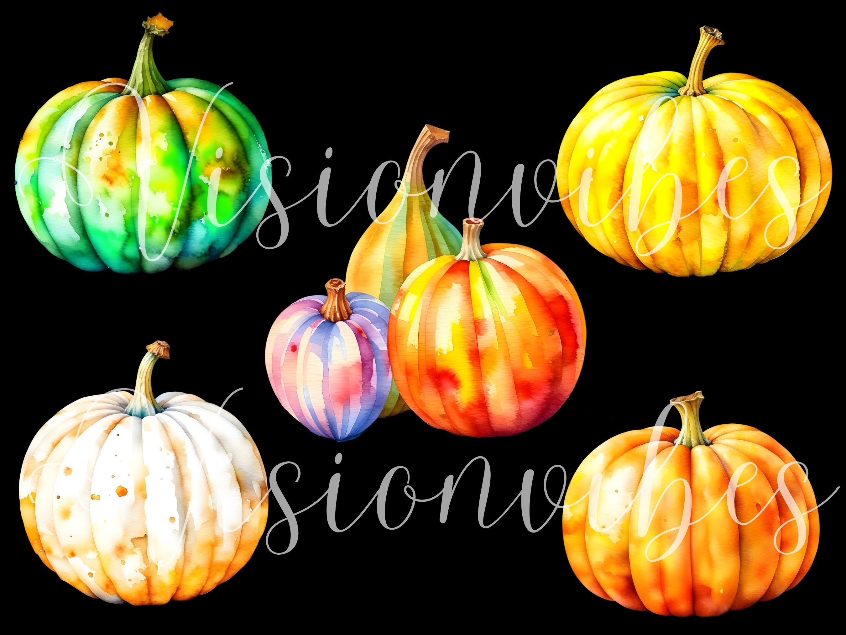 Halloween Pumpkin Clipart | Watercolor Pumpkin PNG | Collage Images ...
