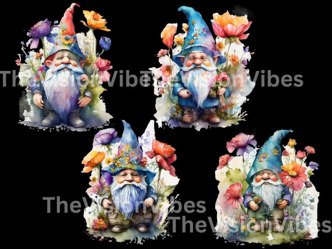 Gnome Clipart Bundle Watercolor Gnomes Clipart Gnomes Png - Etsy