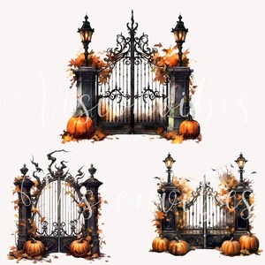 Spooky Gates Halloween Clipart Bundle Gothic Mansion Clipart Gothic ...