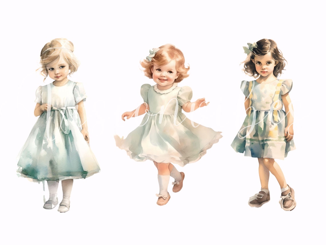Vintage Girl Clipart Bundle Watercolor Vintage Girl Png Cute - Etsy