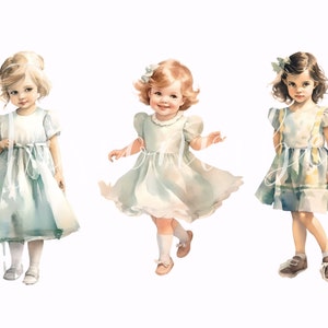 Vintage Girl Clipart Bundle Watercolor Vintage Girl Png Cute Girl ...