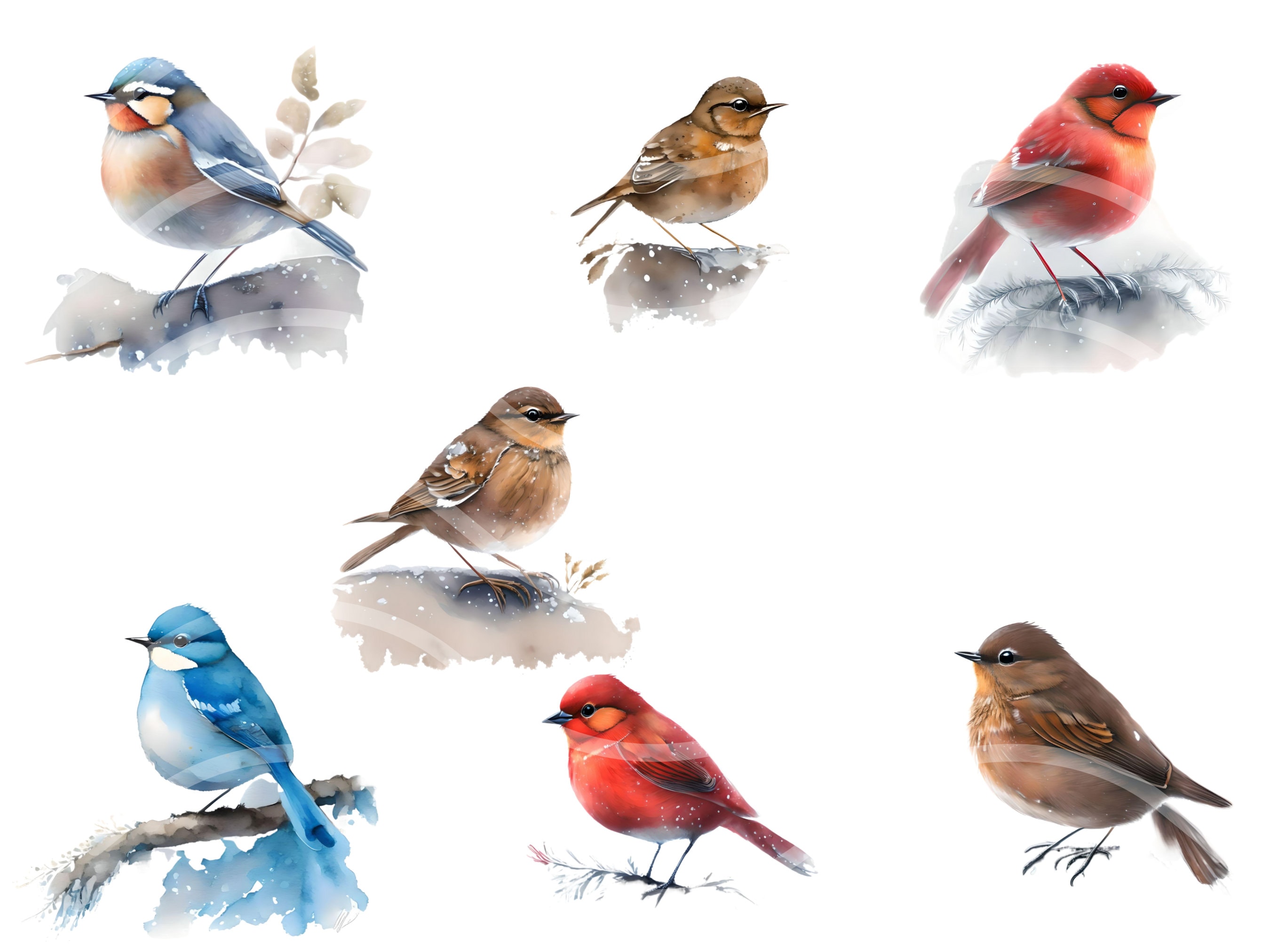 Winter Birds Clipart Bundle Watercolor Bird Clipart Christmas ...