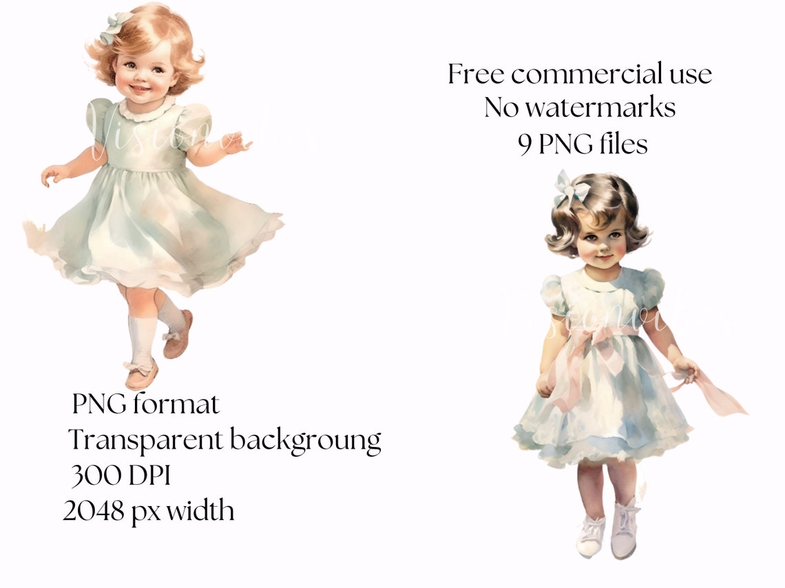 Vintage Girl Clipart Bundle Watercolor Vintage Girl Png Cute - Etsy