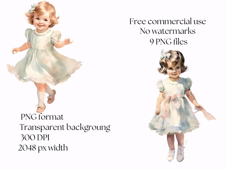 Vintage Girl Clipart Bundle Watercolor Vintage Girl Png Cute - Etsy