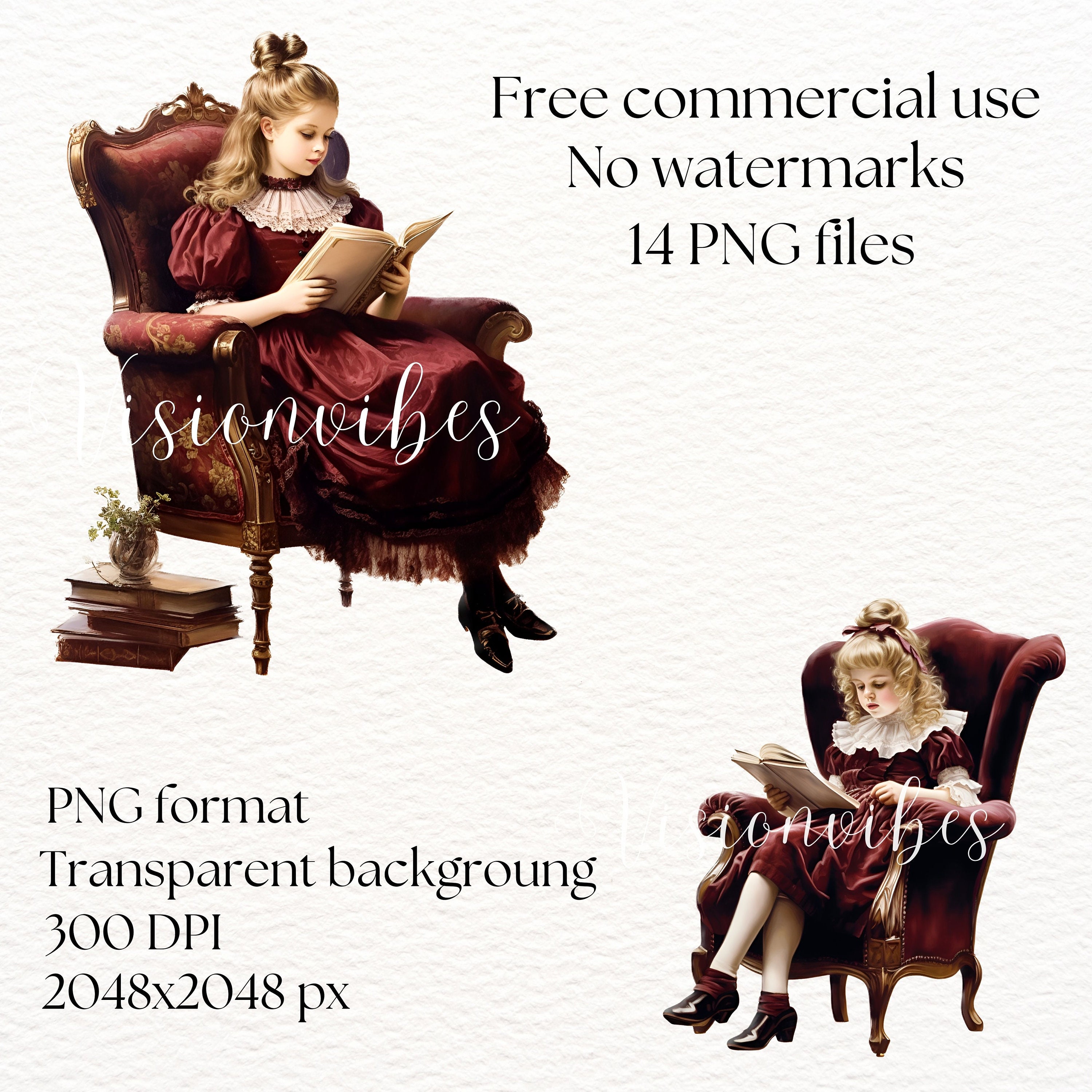 Vintage Book Lover Clip Art Book Clip Art Victorian Girl Clipart ...