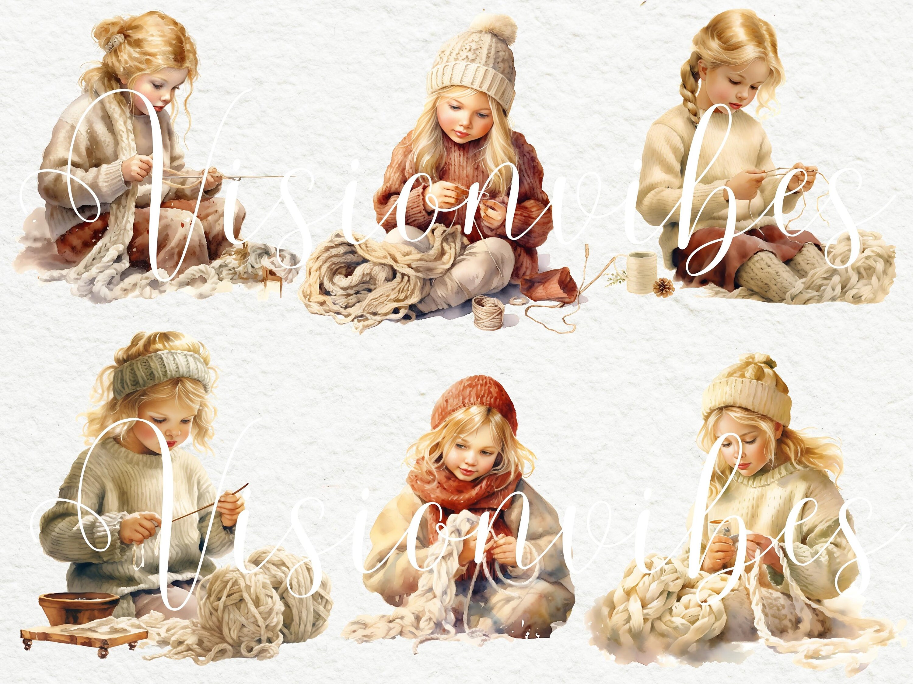 Christmas Clipart Bundle Watercolor Winter Girl Clipart Vintage ...