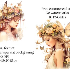 Flower Fairy Clipart Watercolor Clipart Bundle Garden Fairy Magic Fairy ...