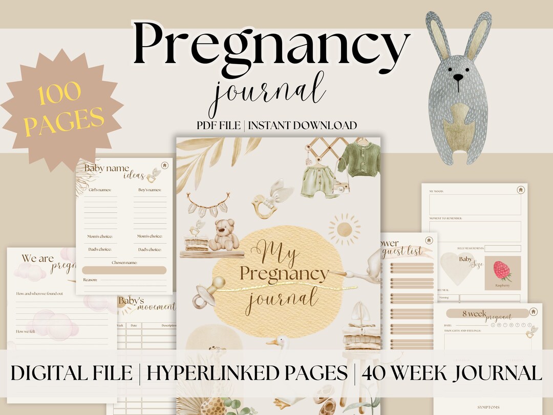 Pregnancy Journal Digital Pregnancy Journal Digital Planner for Mom to ...