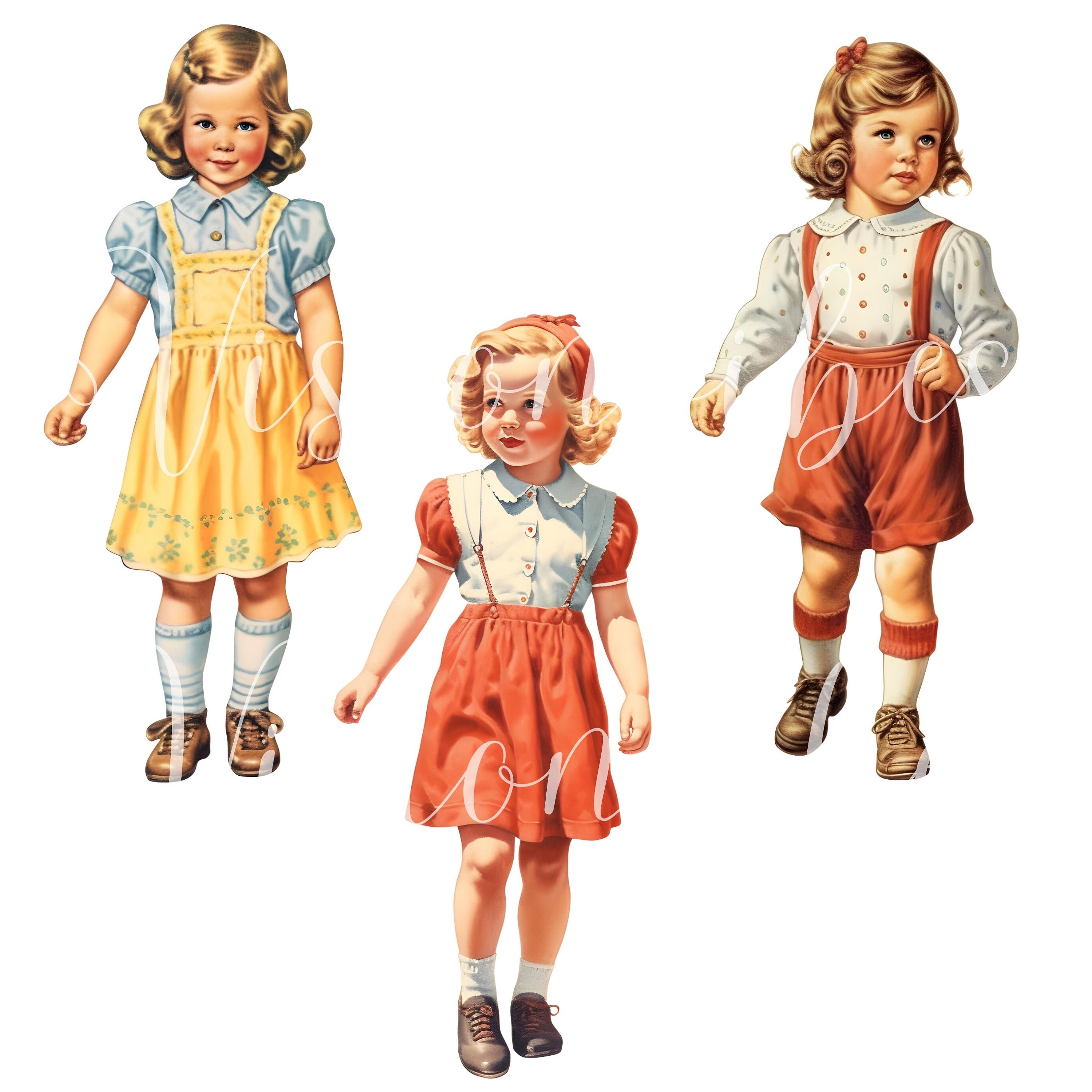 Watercolor Girl Clipart Bundle Vintage Girl Digital Image Junk Journal ...