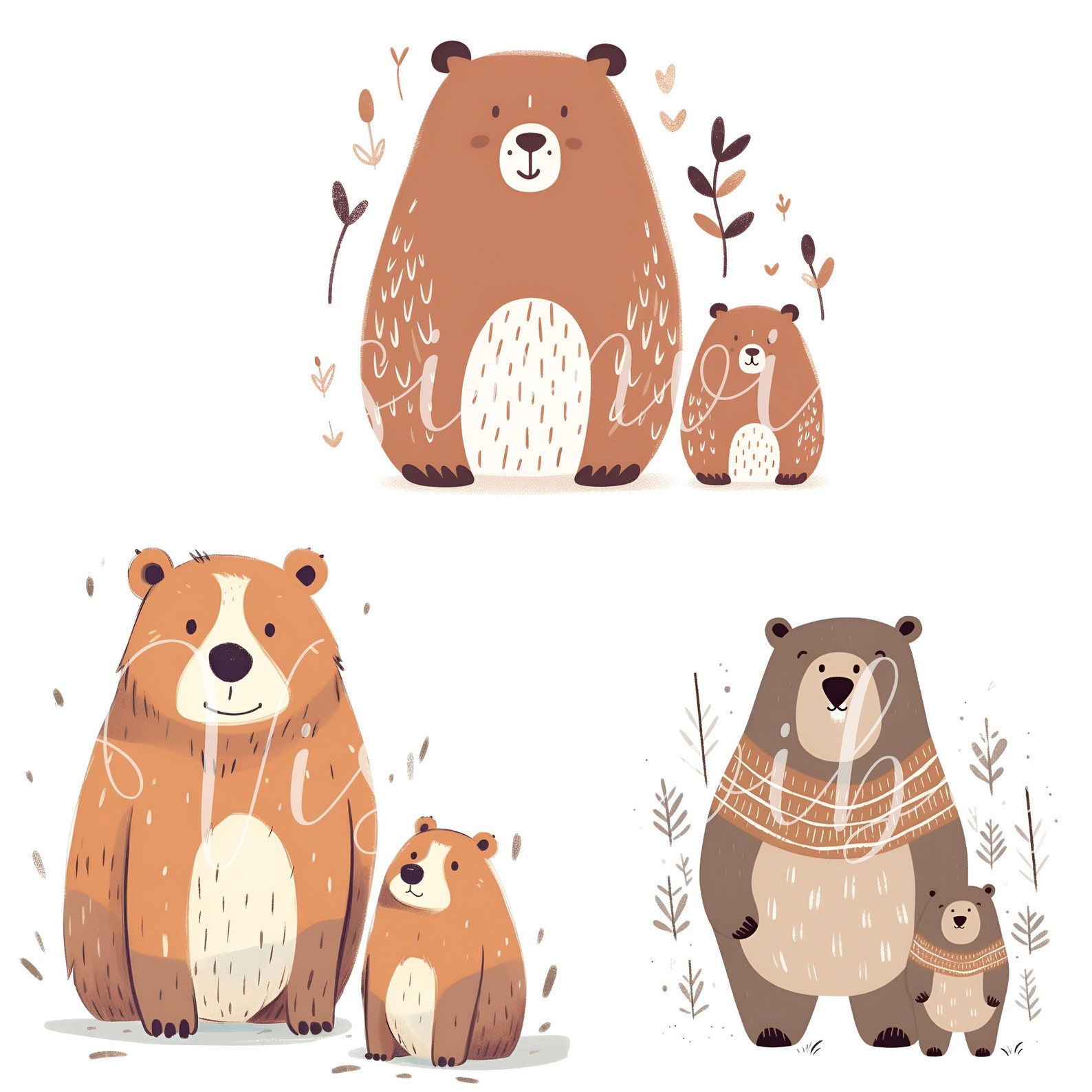 Mama Bear and Baby Bear Clipart Mom and Baby Png Cute Clipart for ...