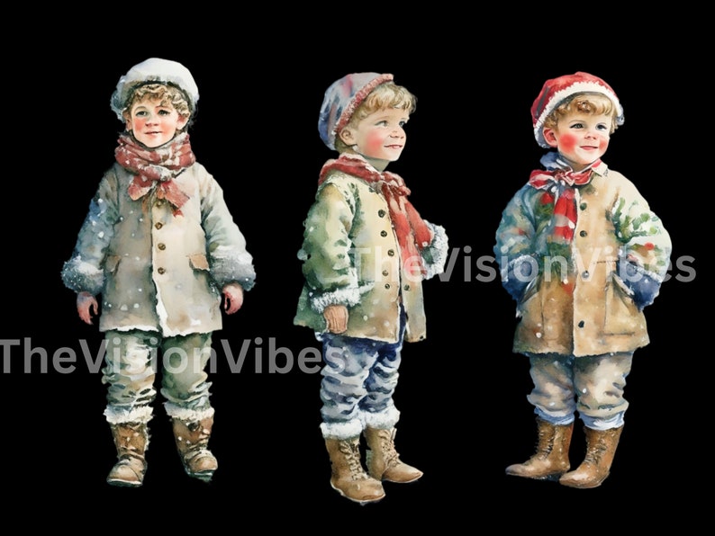 Christmas Clipart Bundle Vintage Boy Clipart Vintage Christmas - Etsy