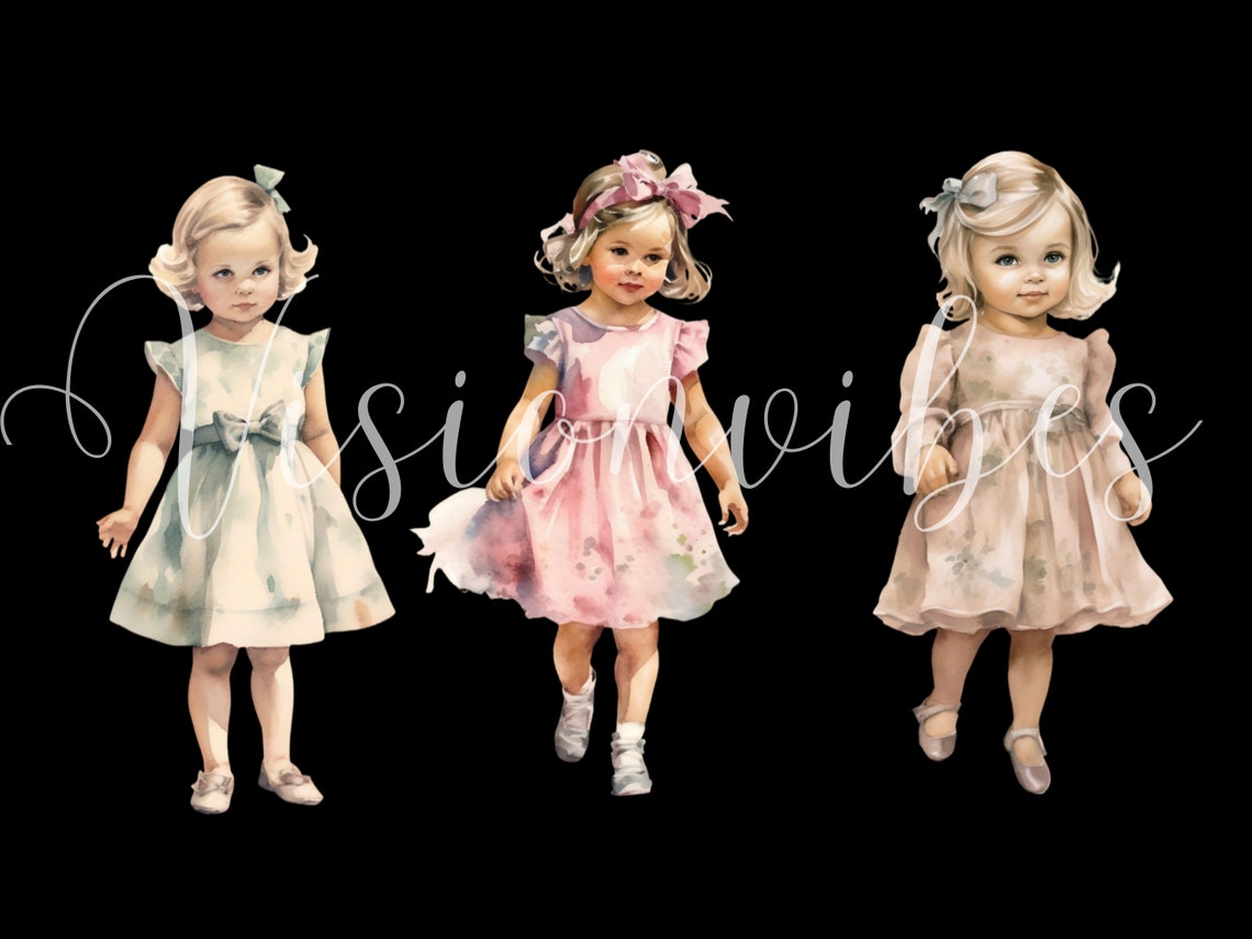 Vintage Girl Clipart Bundle Watercolor Vintage Girl Png Cute - Etsy