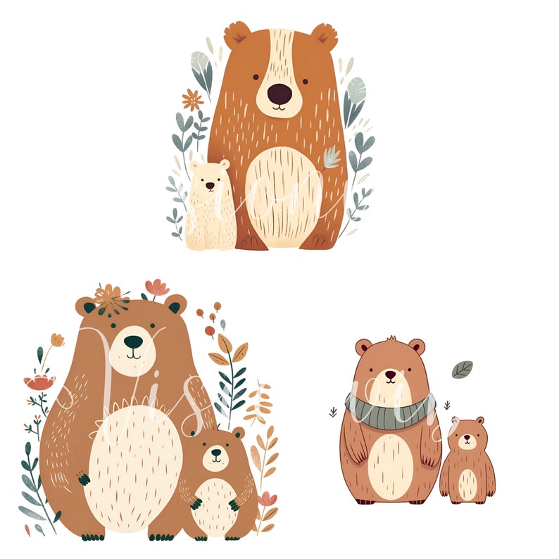 Mama Bear and Baby Bear Clipart Mom and Baby Png Cute Clipart for ...