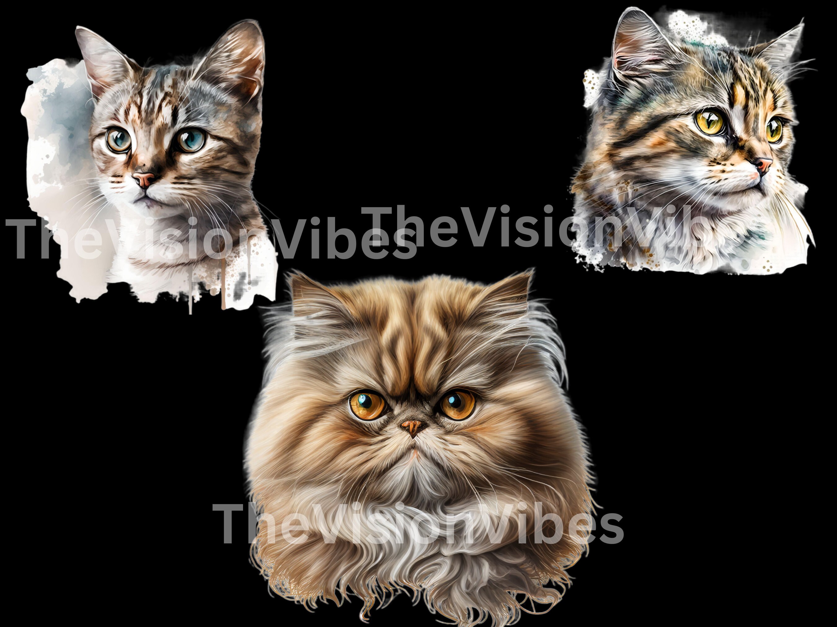 Cats Clipart Bundle Watercolor Cat Clipart Cat Lover Png - Etsy