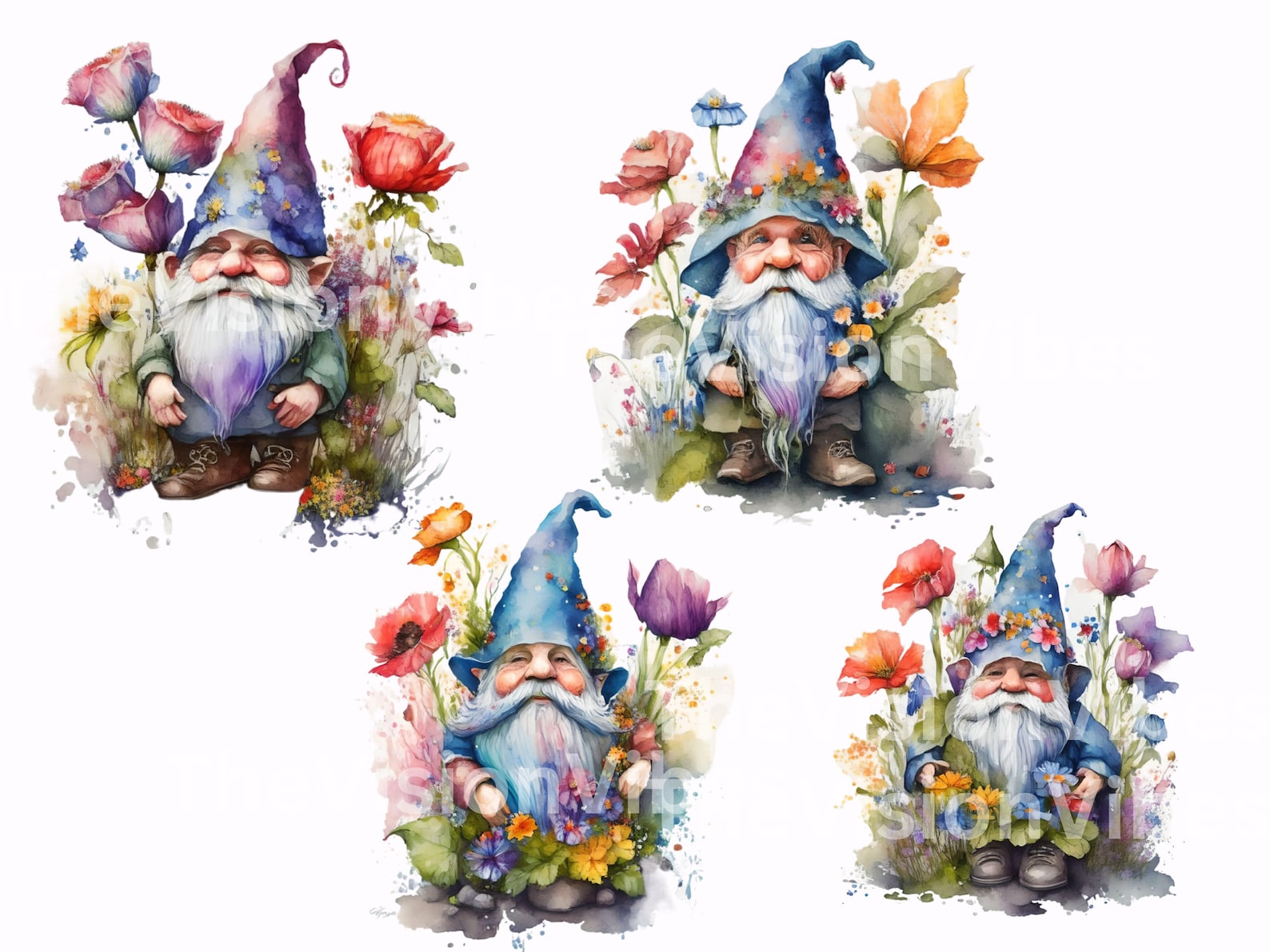 Gnome Clipart Bundle Watercolor Gnomes Clipart Gnomes Png - Etsy