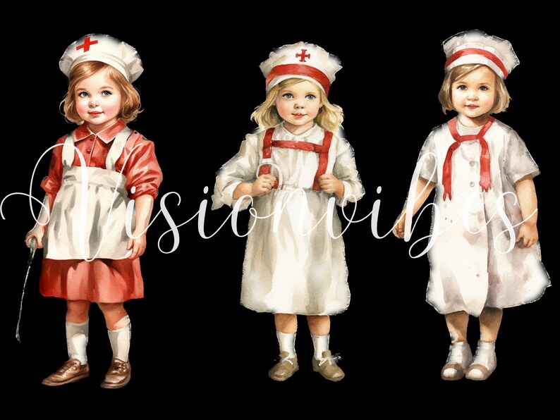 Vintage Nurse Clipart Bundle Watercolor Vintage Girl Png Ai - Etsy