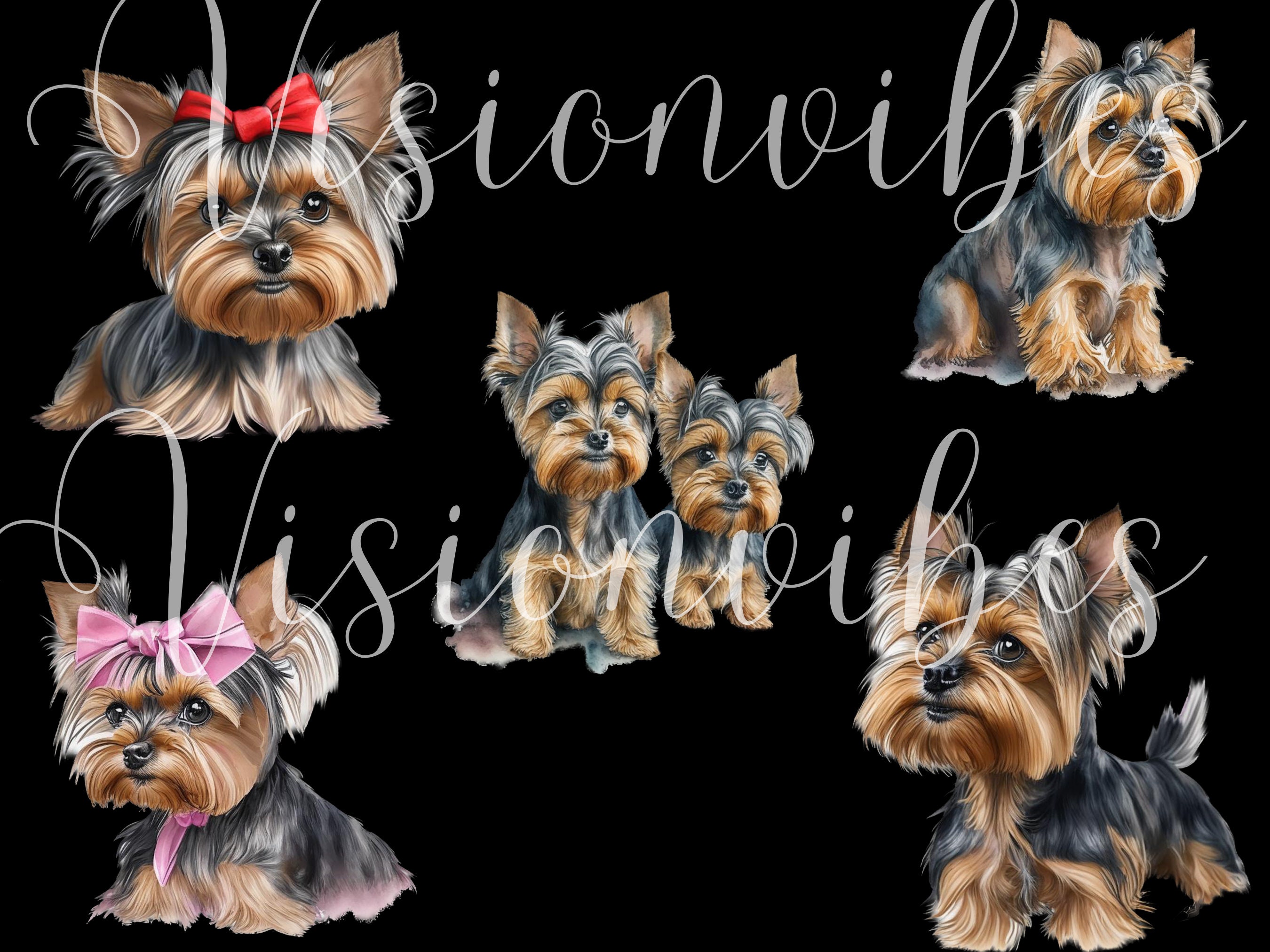 Yorkshire Terrier Clipart Bundle Watercolor Yorkshire Terrier Digital ...