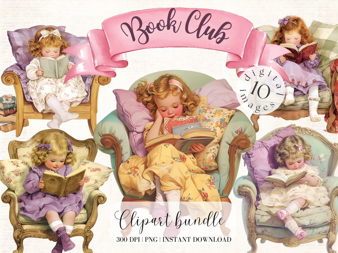 Book Lover Clipart Book Clip Art Watercolor Victorian Girl Clipart ...