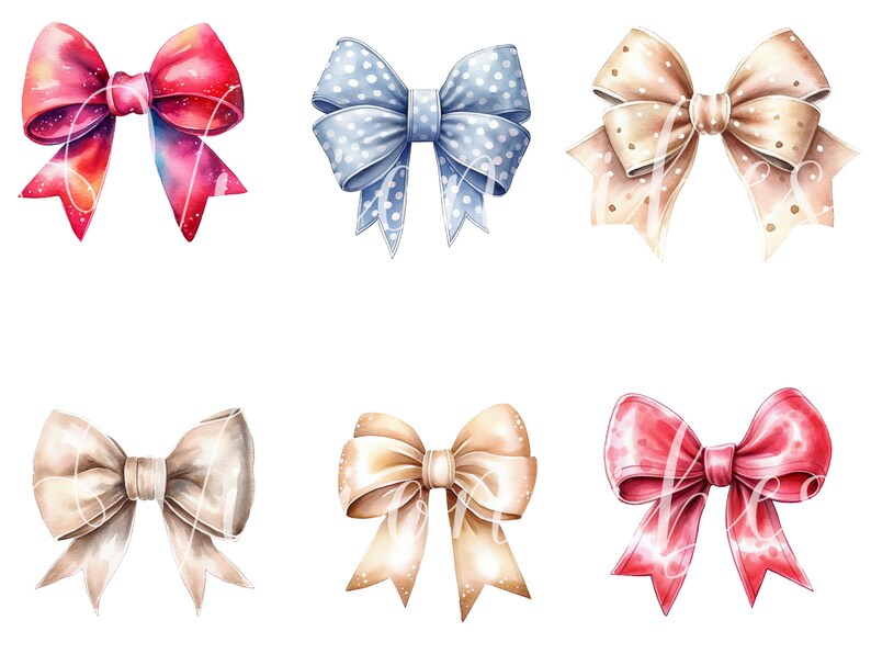 Ribbon Bow Clipart Bundle Watercolor Ribbon Bow Watercolor Png ...